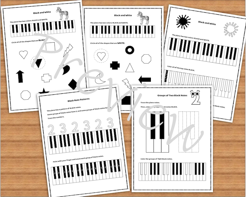 Preschool Piano Worksheets Practice Piano Black Note Patterns Toddler ...