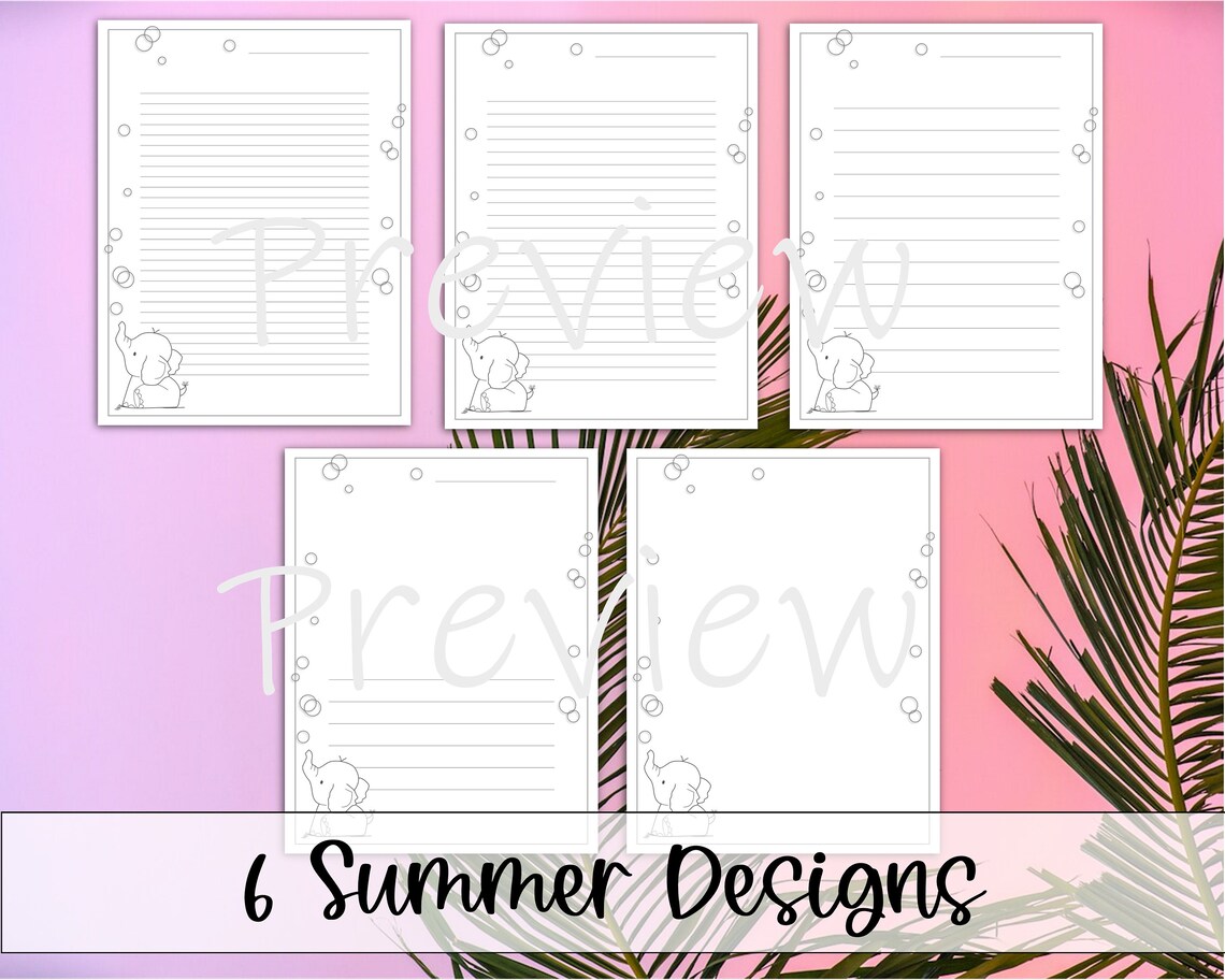 Summer Writing Paper - Printable Lined and Blank: Wide-ruled, College ...
