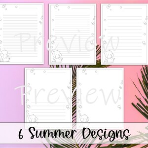 Summer Writing Paper - Printable Lined and Blank: Wide-ruled, College ...