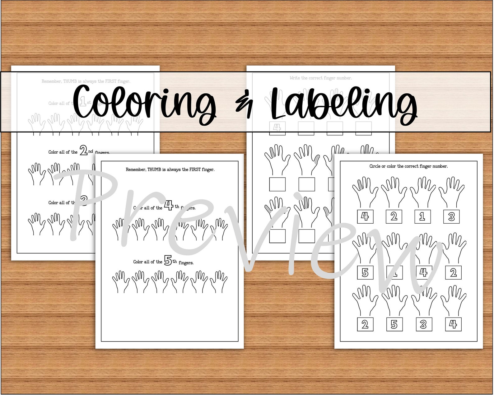 Preschool Piano Finger Number Worksheets: Beginning Piano Prep Finger ...