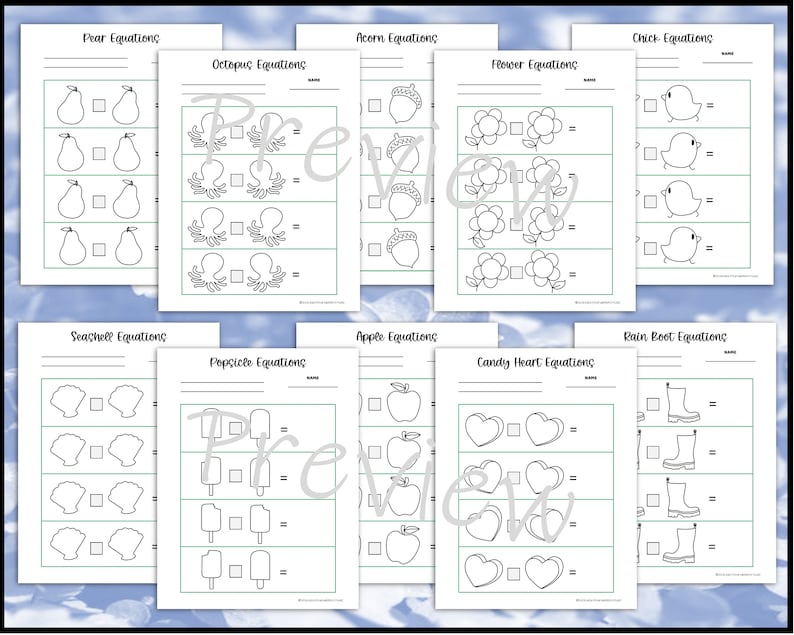 Printable Blank Math or Music Equation Templates for Preschool and ...