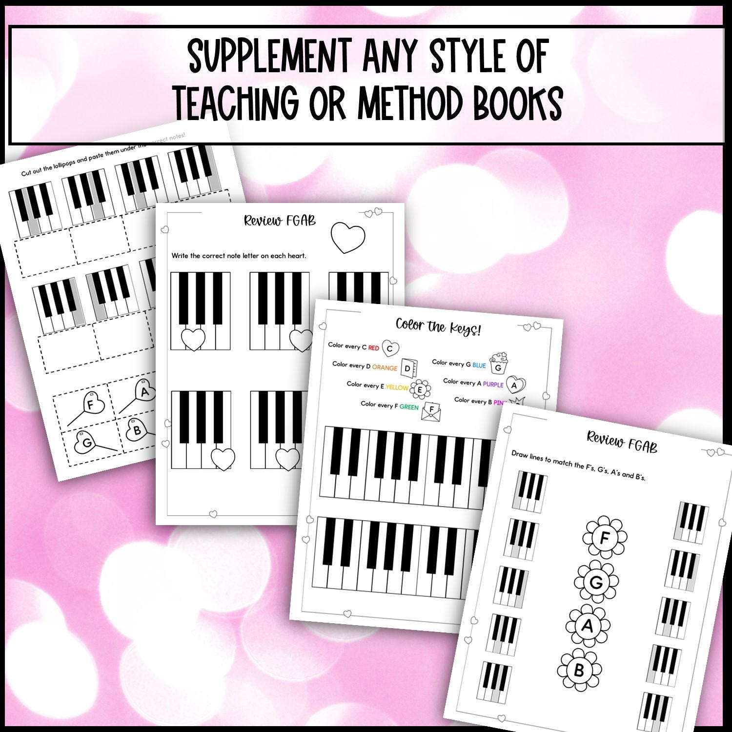 Beginning Piano Valentine's Worksheets - Finding White Notes CDE and ...