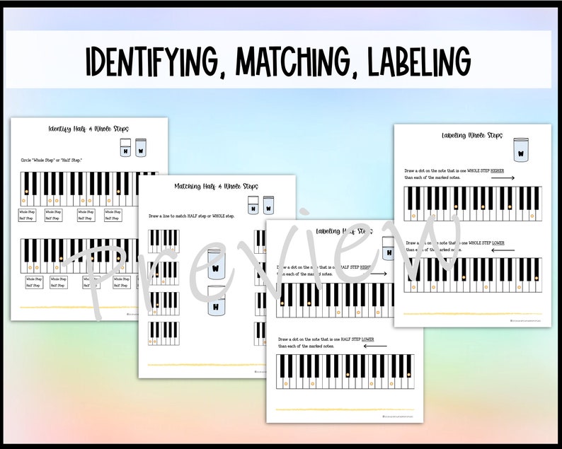 Finding Half Steps and Whole Steps Patterns on the Piano for Beginning ...