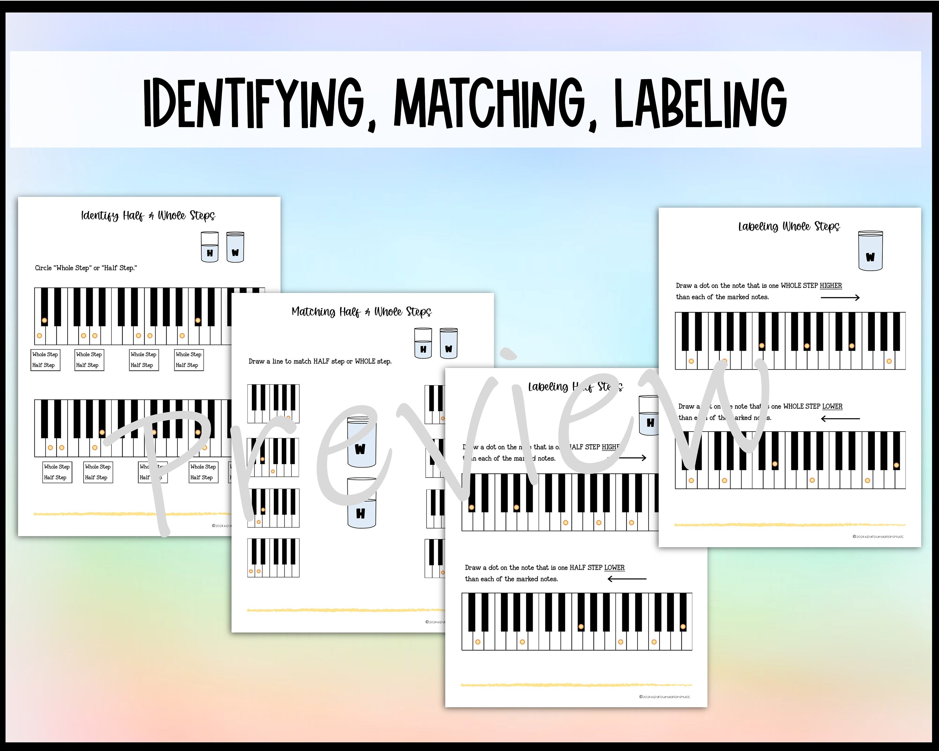 Finding Half Steps and Whole Steps Patterns on the Piano for Beginning ...