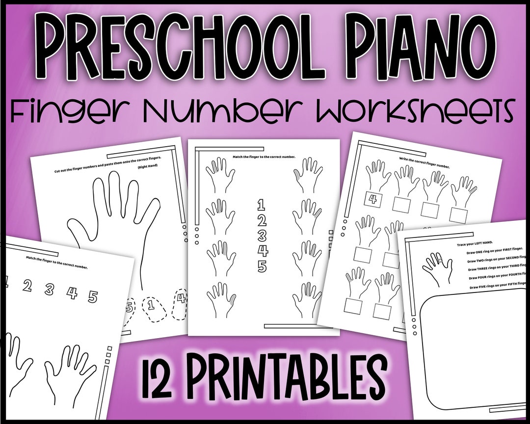 Preschool Piano Finger Number Worksheets: Beginning Piano Prep - Etsy