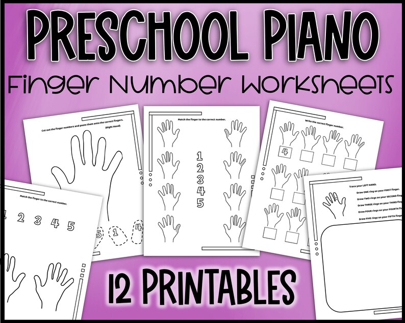 Preschool Piano Finger Number Worksheets: Beginning Piano Prep - Etsy