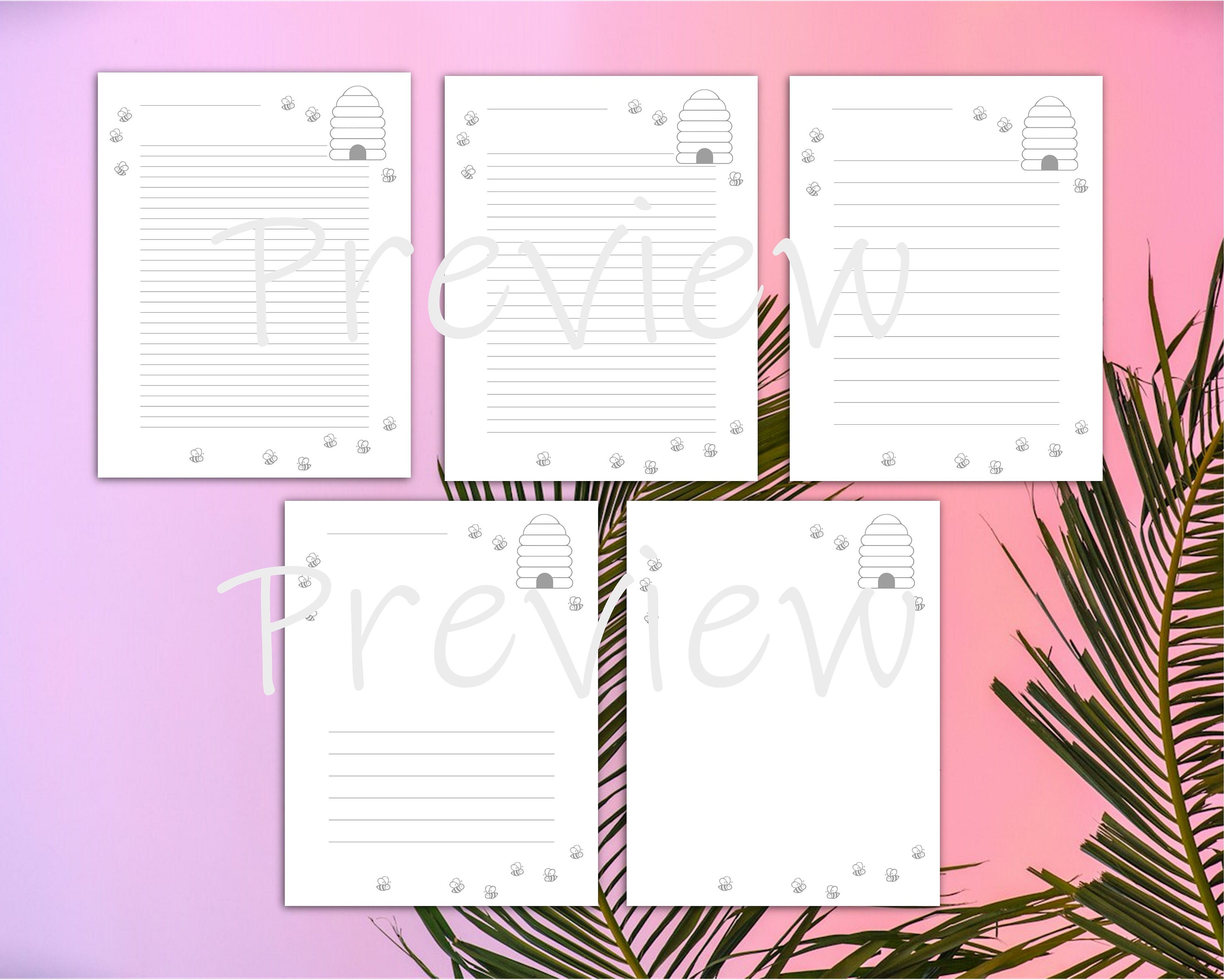 Summer Writing Paper Printable Lined and Blank: Wide-ruled, College ...