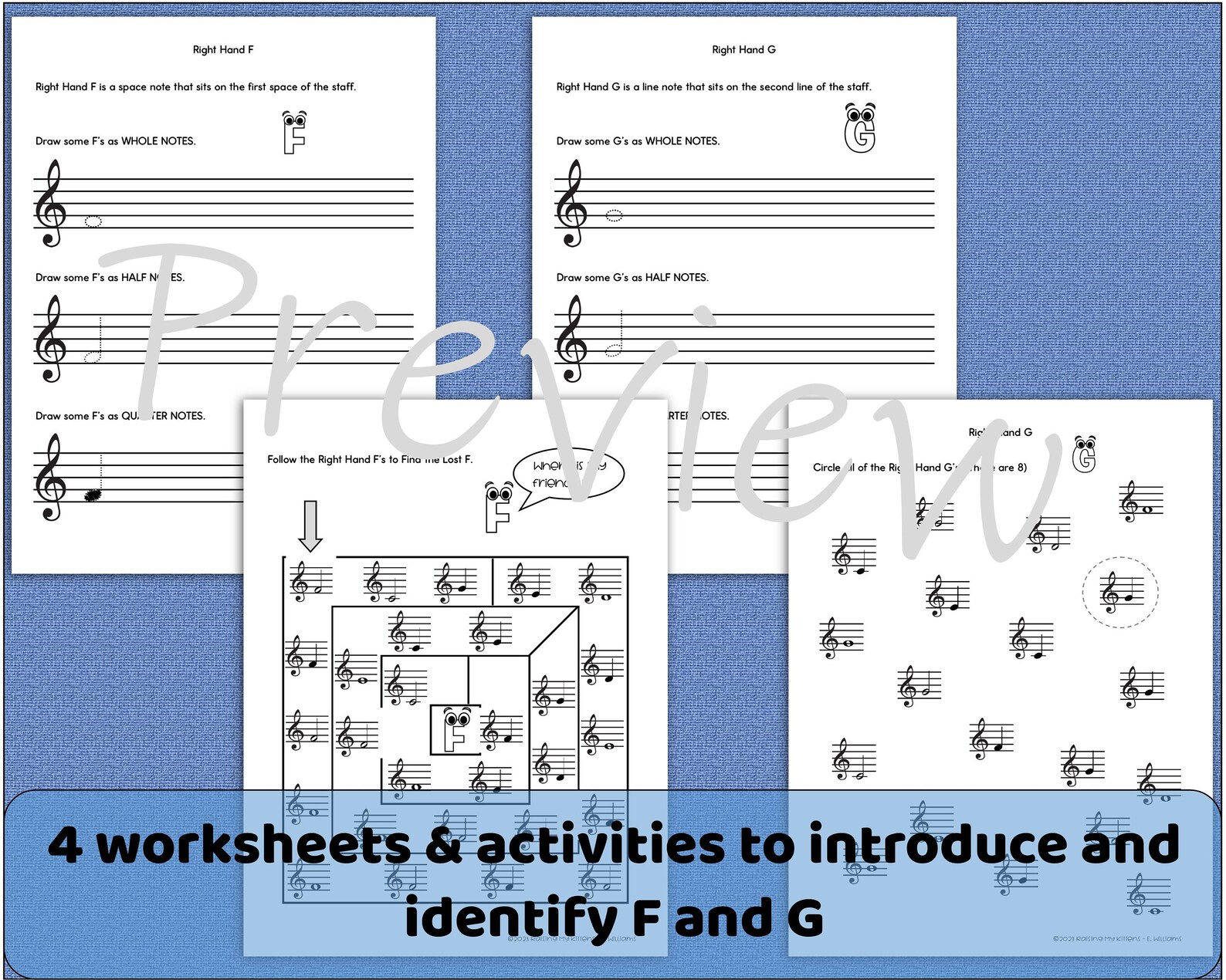 Treble Clef Note Reading for Beginning Piano in Middle C Position Right ...