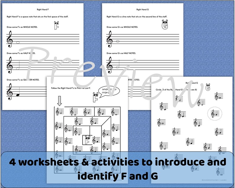 Treble Clef Note Reading for Beginning Piano in Middle C Position Right ...