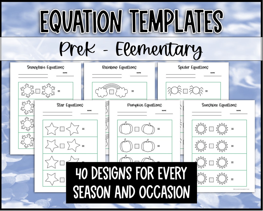 Printable Blank Math or Music Equation Templates for Preschool and ...