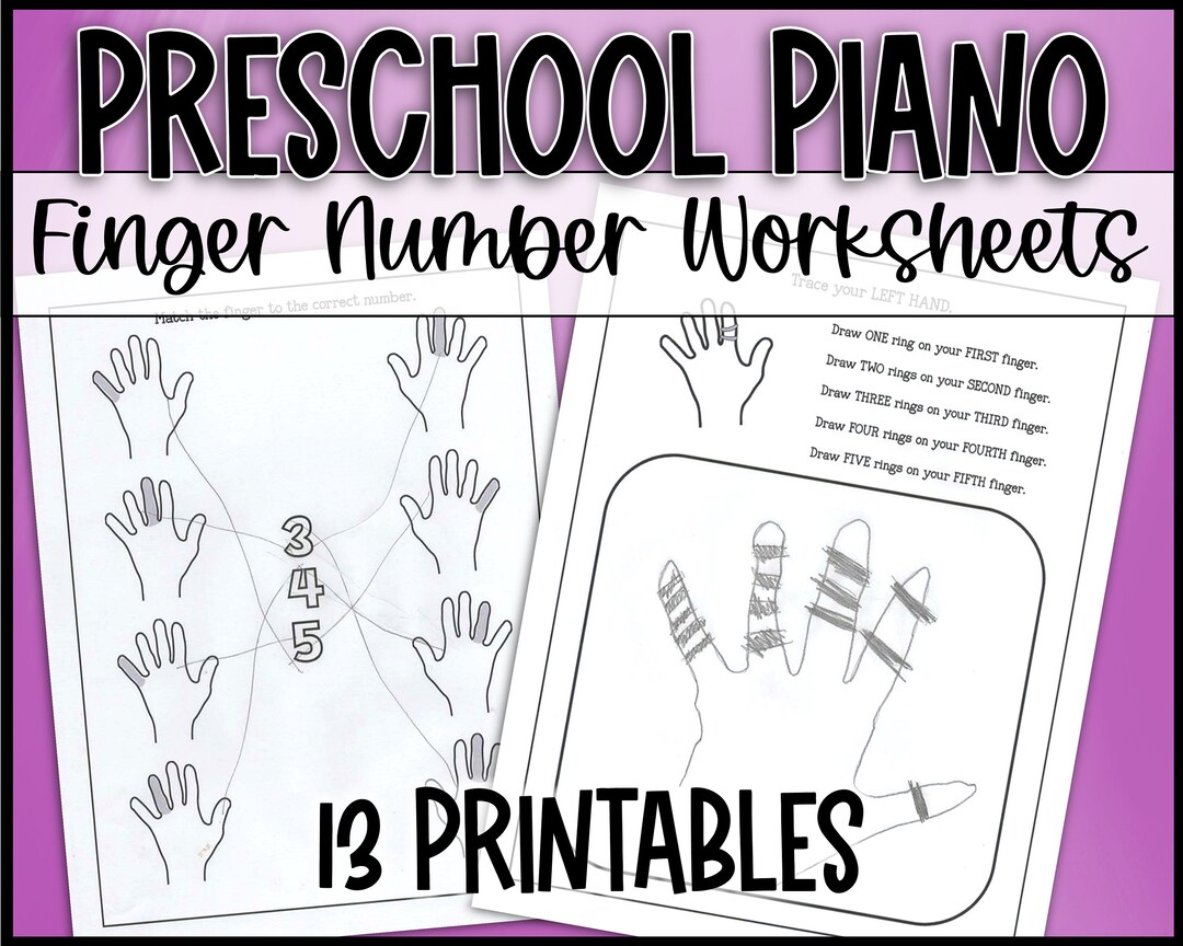 Preschool Piano Finger Number Worksheets: Beginning Piano Prep Finger ...