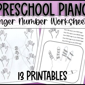 Preschool Piano Finger Number Worksheets: Beginning Piano Prep Finger ...