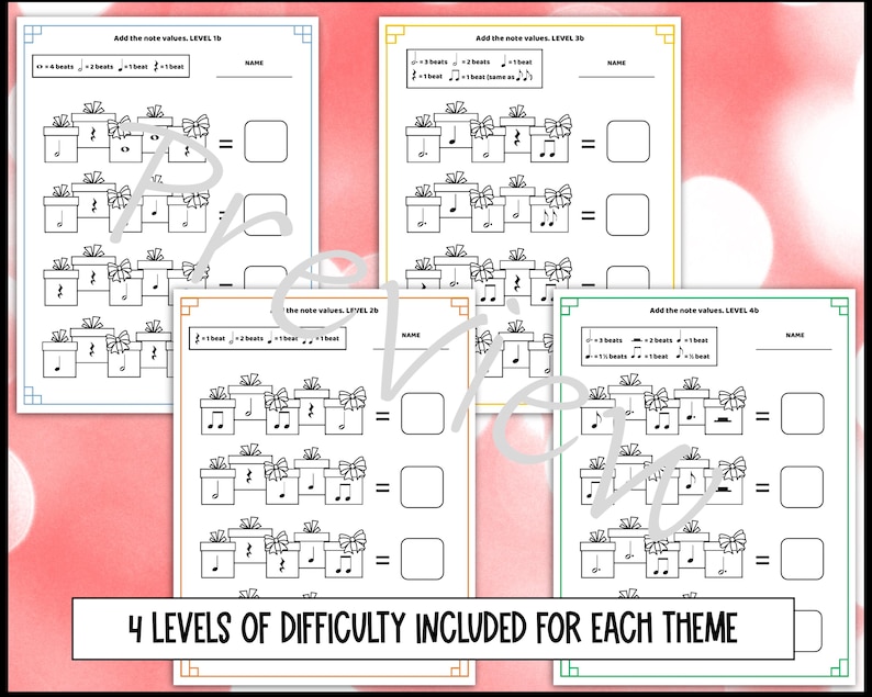 Winter and Christmas Music Rhythm Worksheets: Adding Note Values Music ...