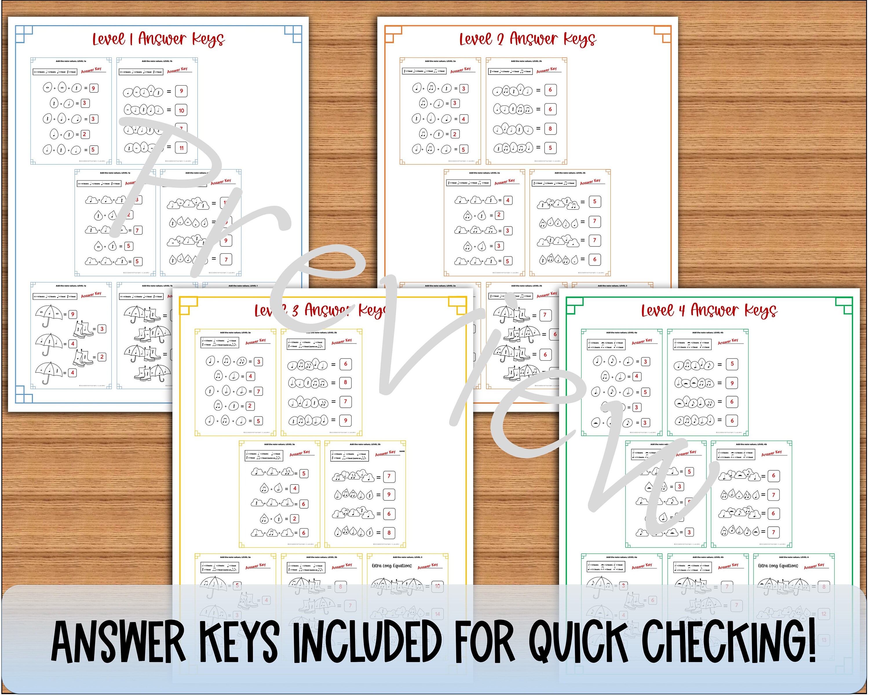 Rhythm Worksheets for Spring: Adding Note Values With Music Math ...