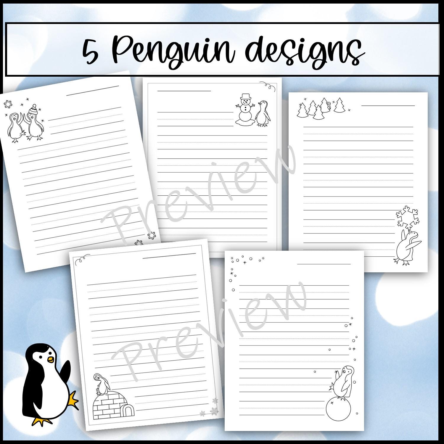 Primary Lined Writing Paper With Picture Box and Without - Winter and ...