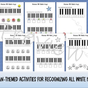 Preschool/beginning Piano Music Theory: Naming White Keys Ocean Themed ...