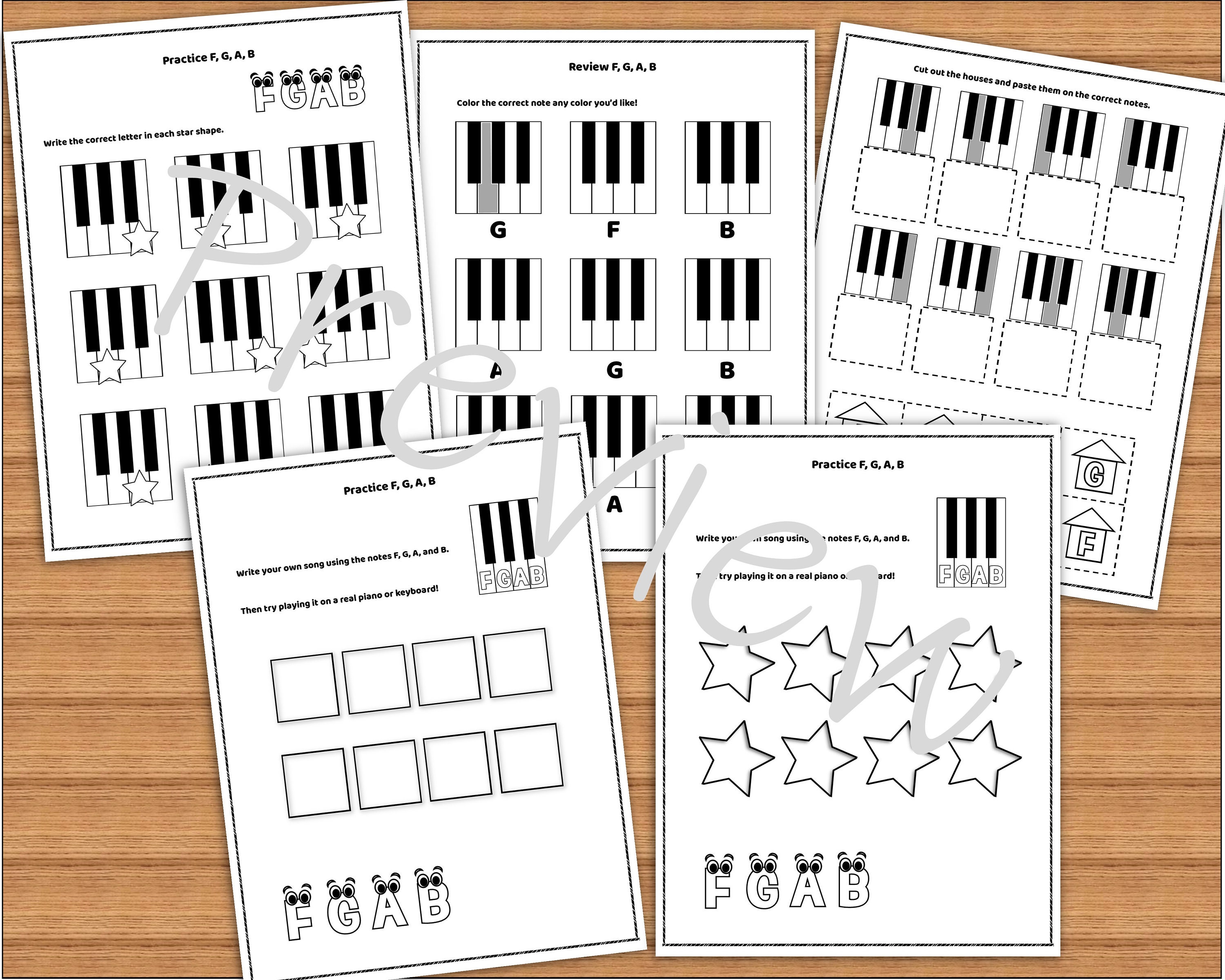 Preschool Piano Worksheets - Activities to Practice Finding FGAB ...