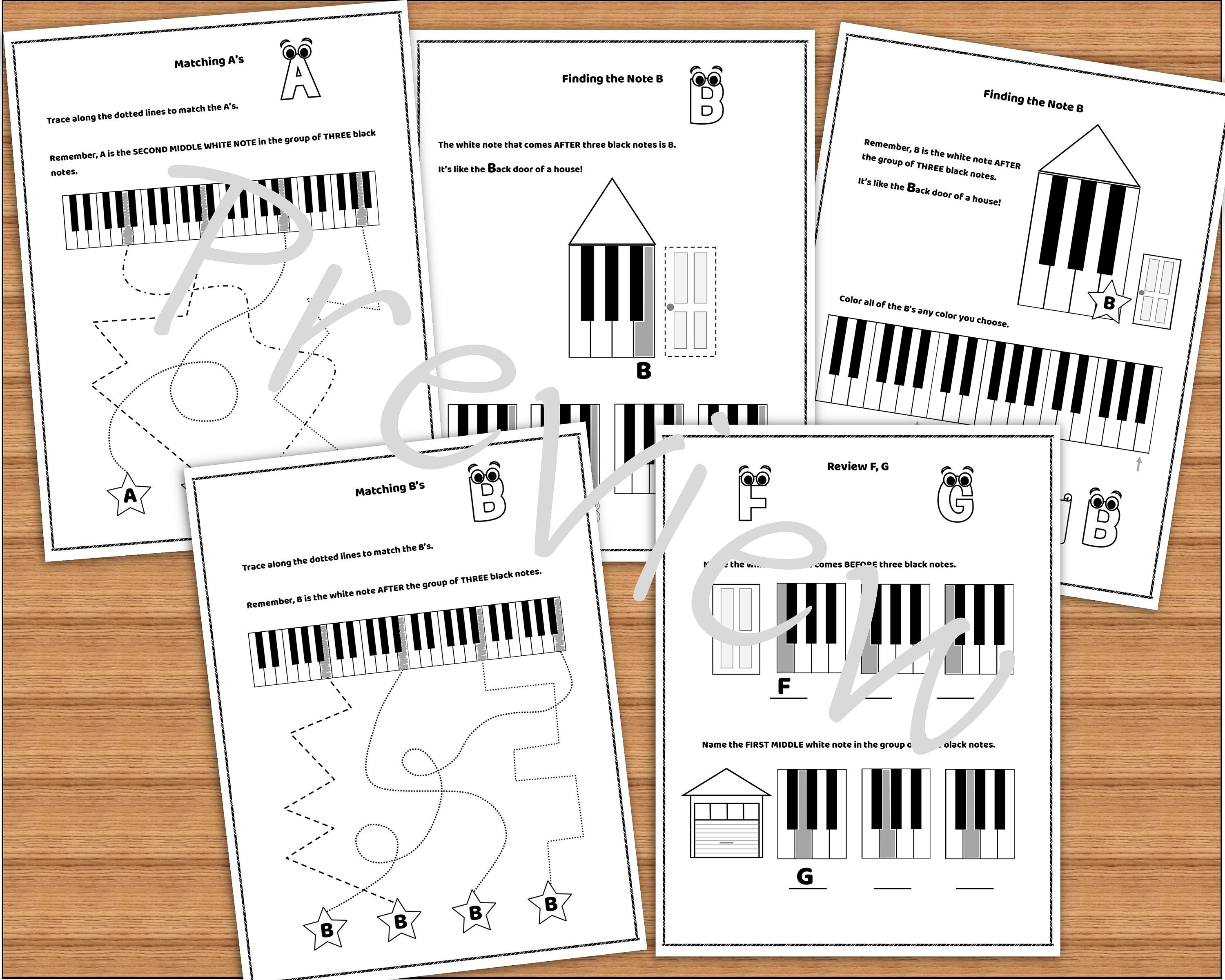 Preschool Piano Worksheets - Activities to Practice Finding FGAB ...