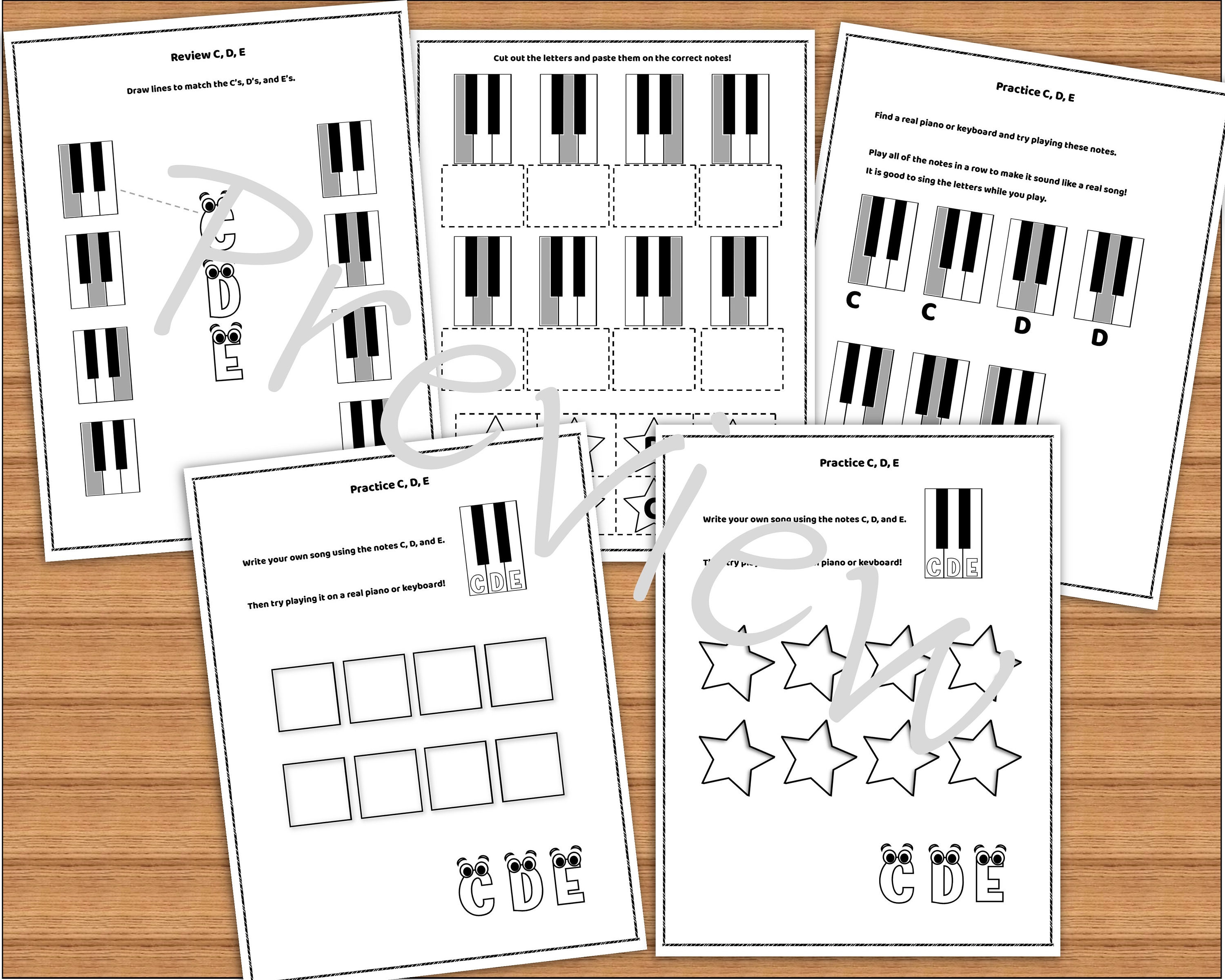 Preschool Piano Worksheets: Activities to Practice Finding CDE ...
