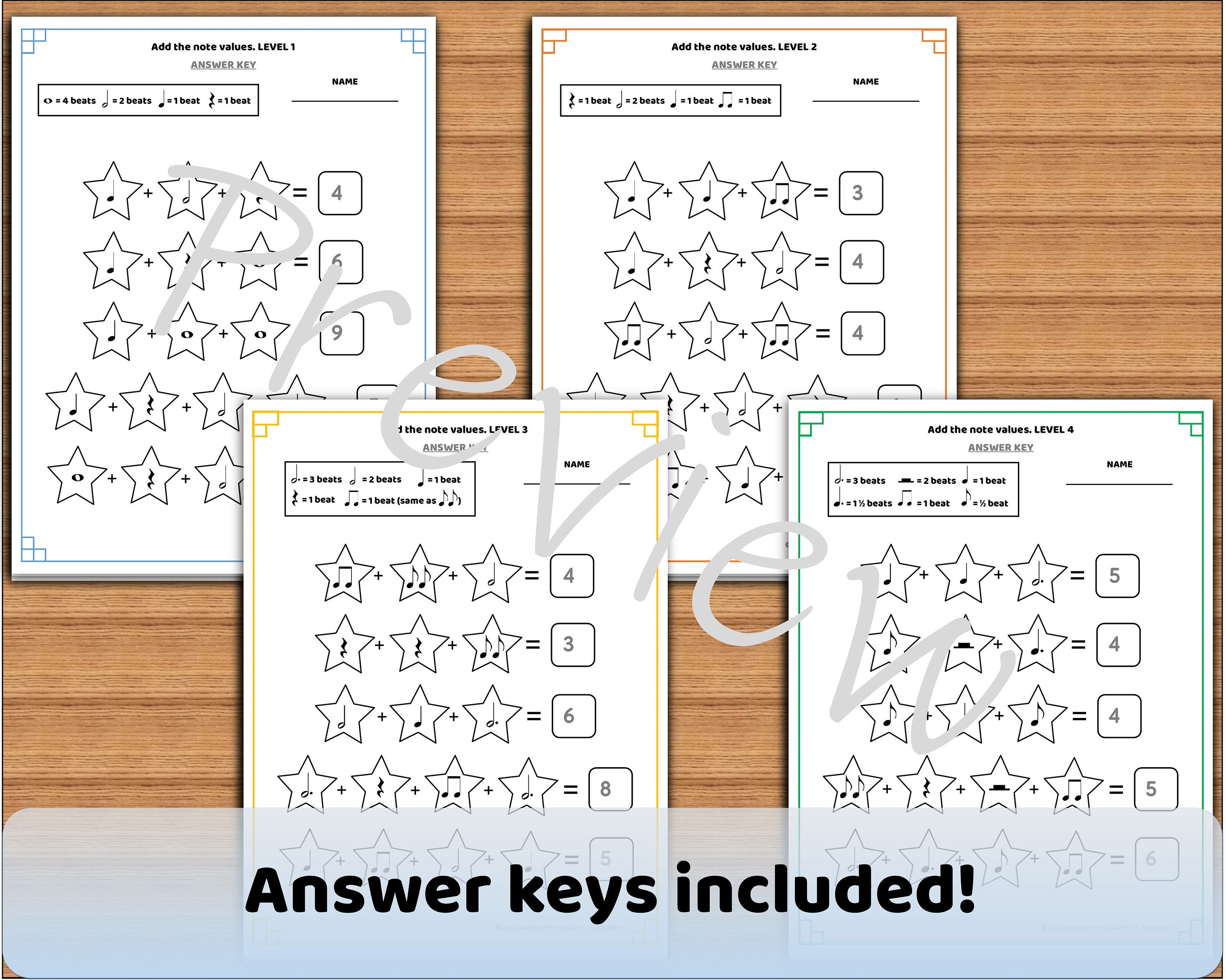 Rhythm Worksheets Adding Note Values / Music Addition / Music Math ...