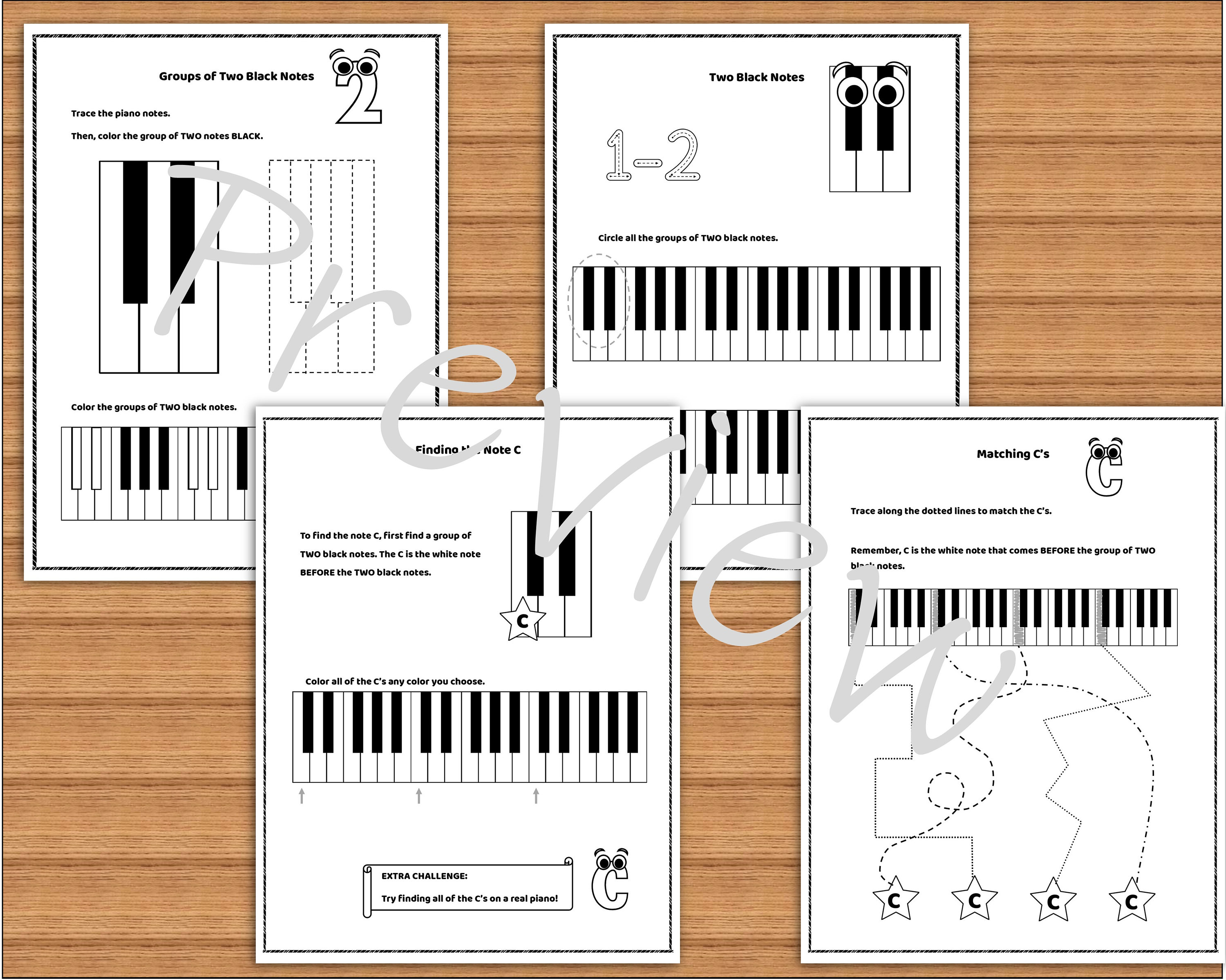 Preschool Piano Worksheets: Activities to Practice Finding CDE ...