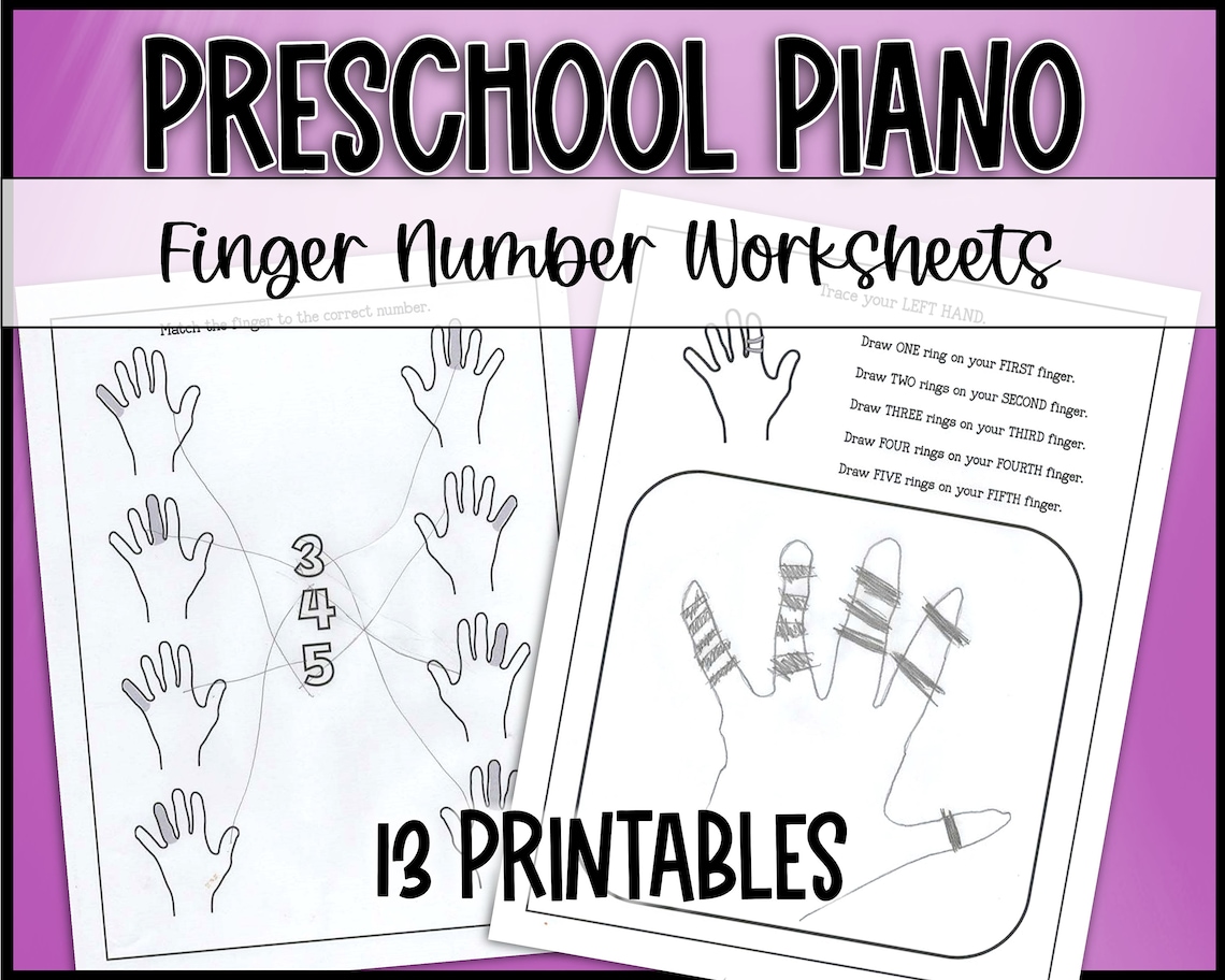 Preschool Piano Finger Number Worksheets: Beginning Piano Prep Finger ...