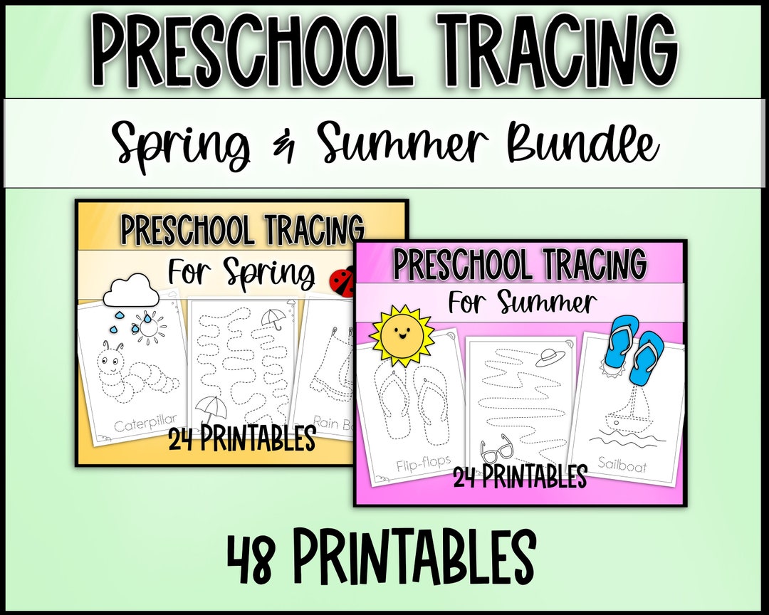 Spring & Summer Preschool Tracing and Coloring, Pen Control, Fine Motor ...