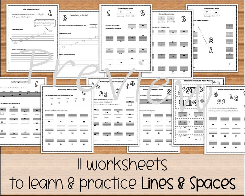 Basic Music Theory BUNDLE Line and Space Notes Note - Etsy