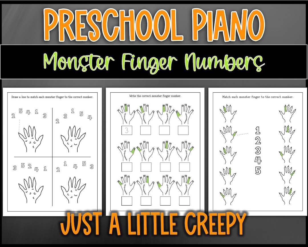 Halloween Monster Finger Number Worksheets: Review for Beginning or ...