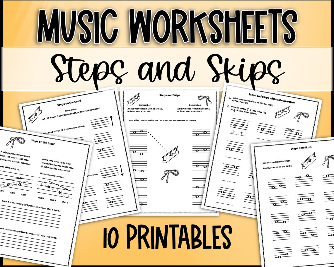 Steps and Skips - Elementary Music Theory, Beginning Music Worksheets ...