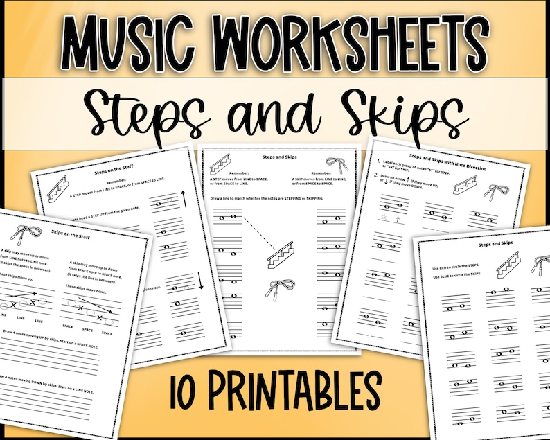 Steps and Skips - Elementary Music Theory, Beginning Music Worksheets ...