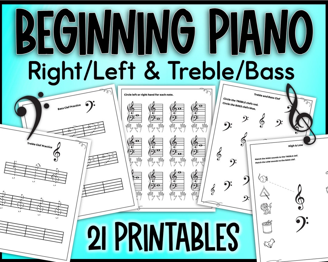 Beginning Piano Lessons: Theory Worksheets for Right/left Hand and ...