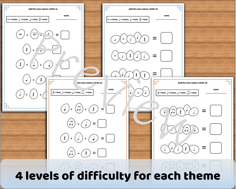 Rhythm Worksheets for Spring: Adding Note Values With Music Math ...