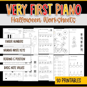 Halloween Music Worksheets for Beginning or Preschool Piano - Fingers ...