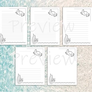 Ocean Animals Writing Paper - Printable Lined and Blank: Wide-ruled ...