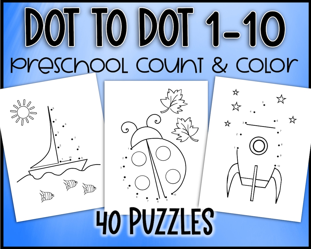 Dot to Dot 1-10 Activities for Preschool Worksheets (Download Now) - Etsy