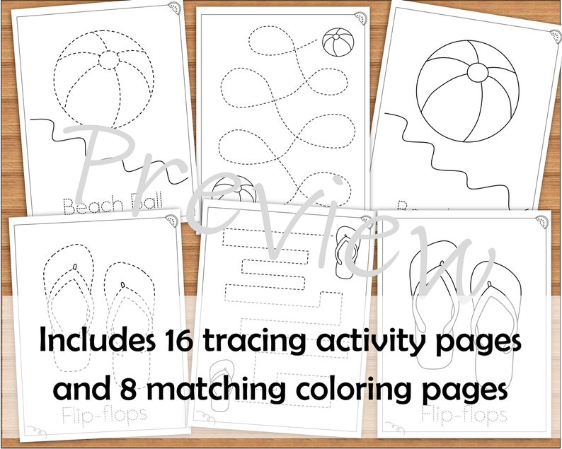 Summer Preschool Tracing and Preschool Coloring Pen Control Fine Motor ...