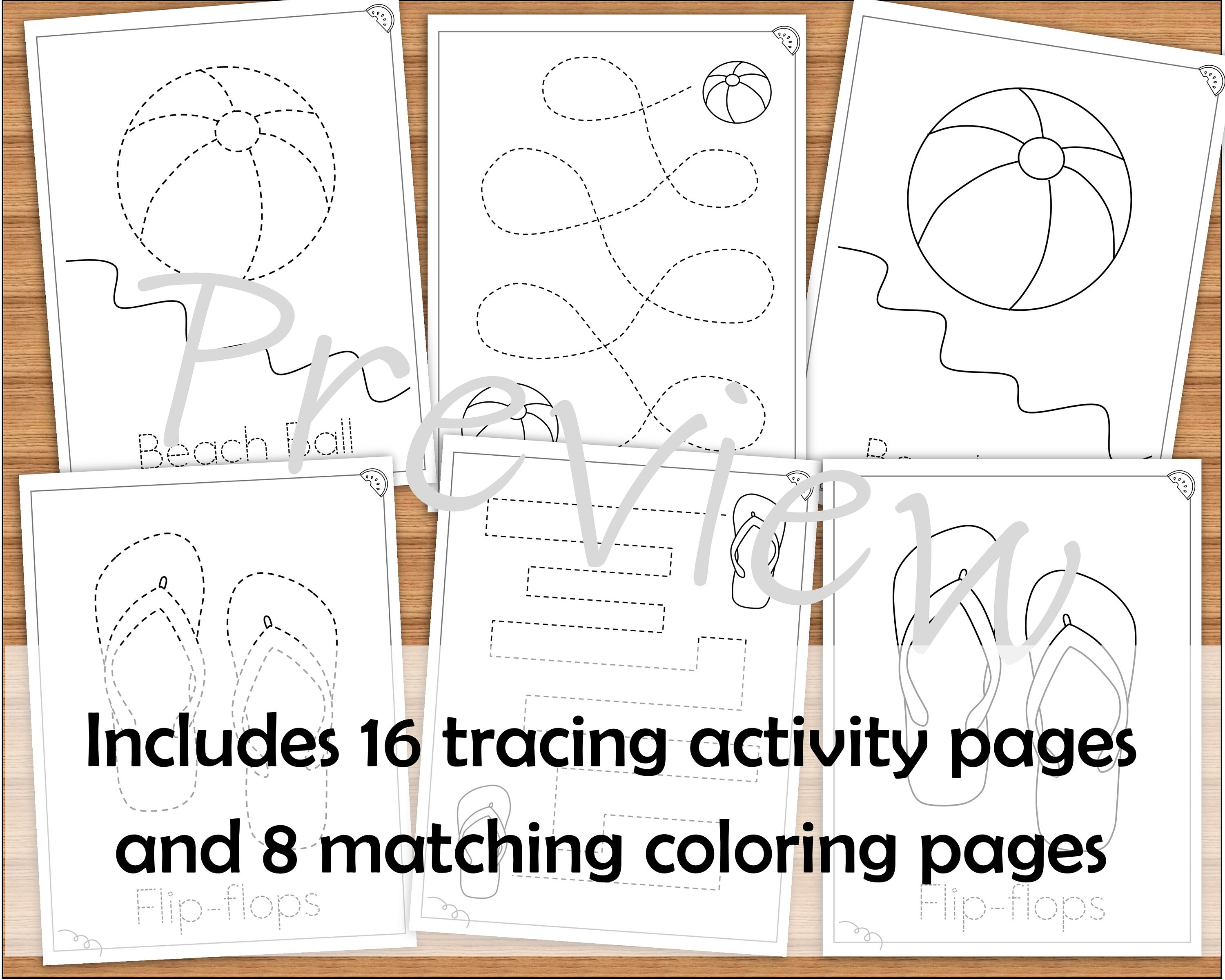 Summer Preschool Tracing and Preschool Coloring Pen Control Fine Motor ...