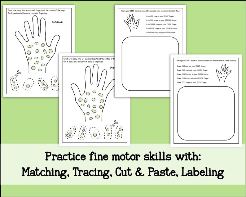 Halloween Monster Finger Number Worksheets: Review for Beginning or ...