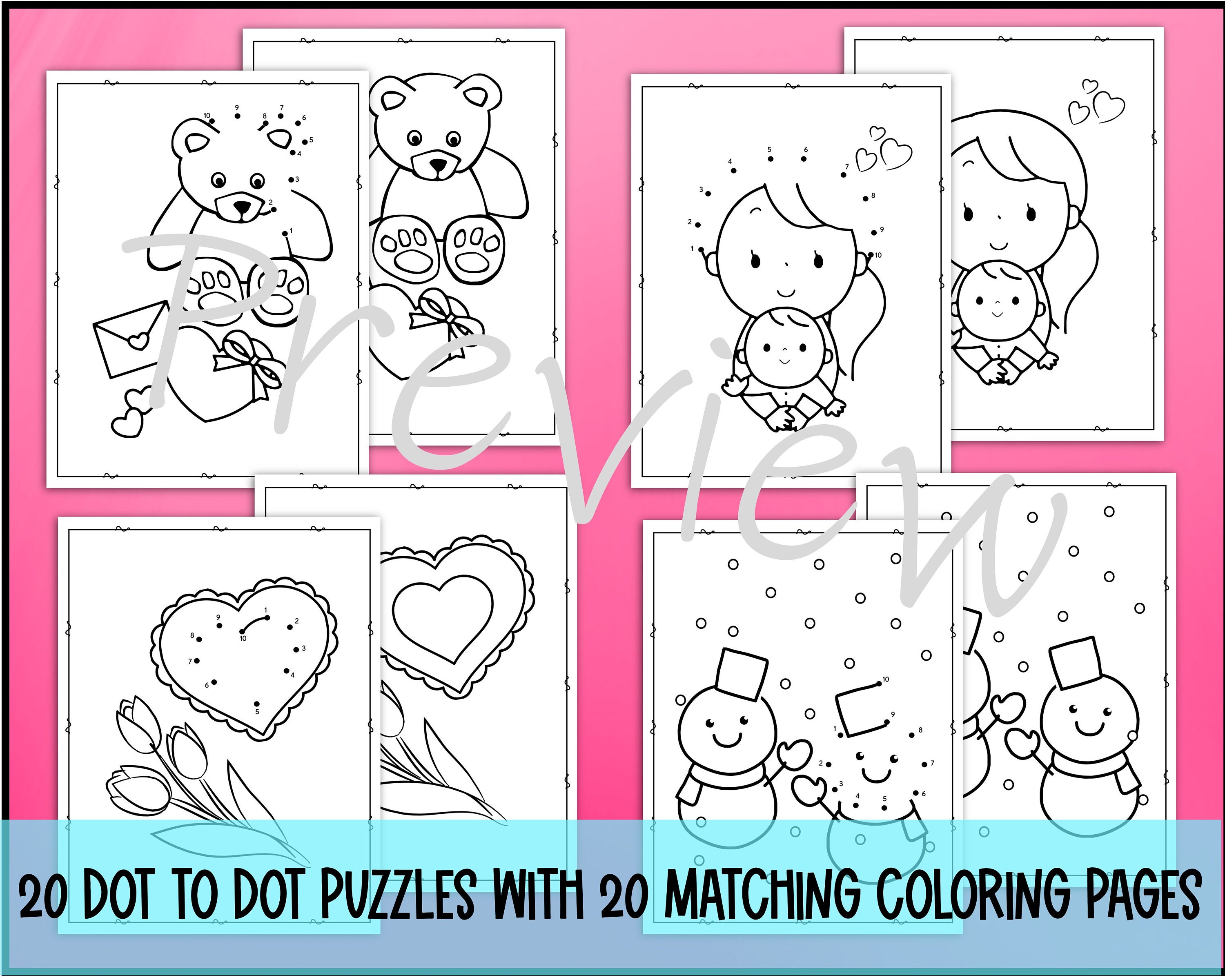Valentines Day Dot to Dot 1-10 Counting With Matching Coloring Pages ...