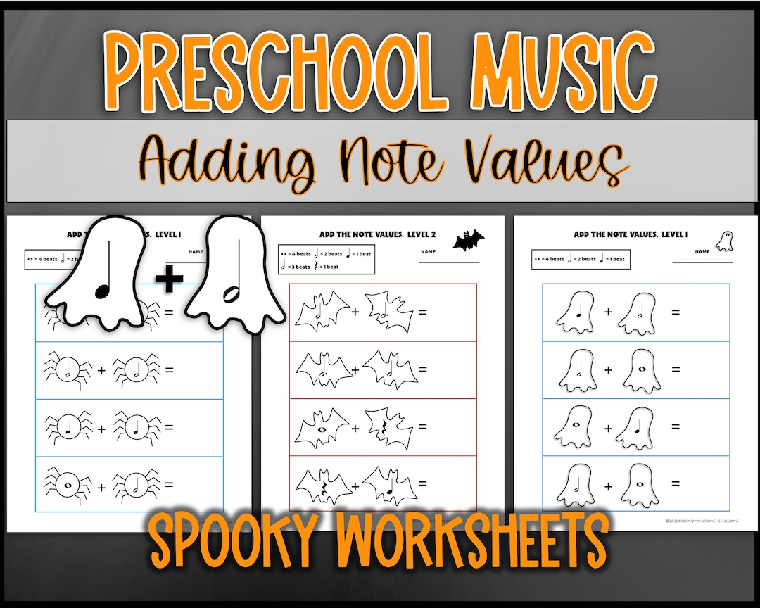 Spooky Rhythm Worksheets: Music Math for October- Adding Basic Note ...