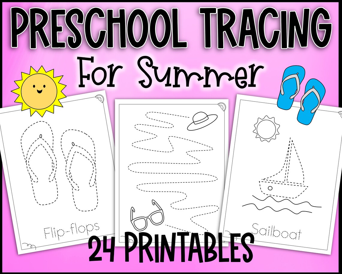Summer Preschool Tracing and Preschool Coloring Pen Control - Etsy