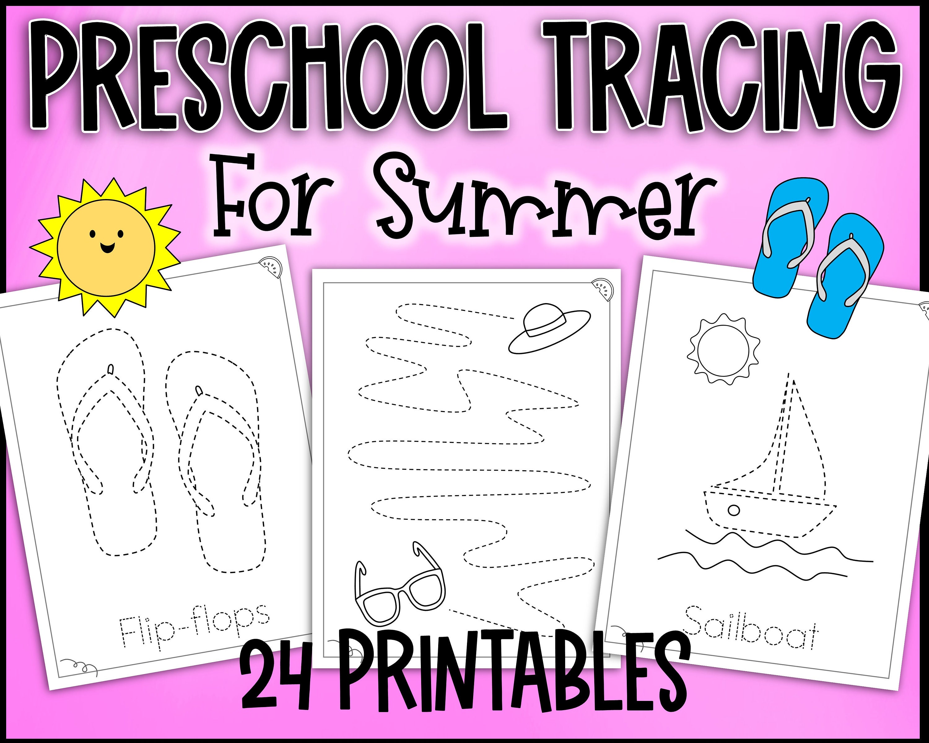 Summer Preschool Tracing and Preschool Coloring Pen Control - Etsy