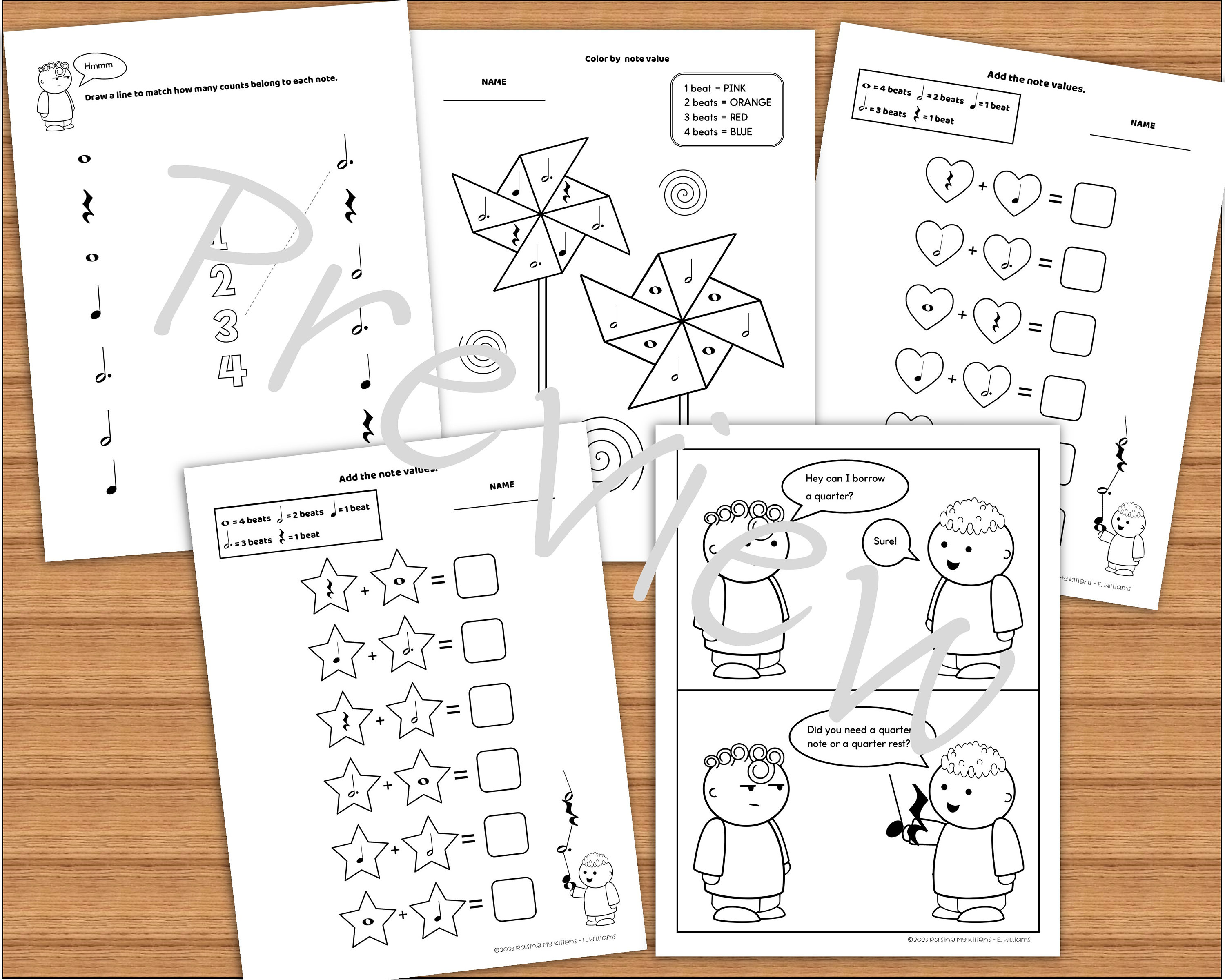 Preschool Music Rhythm Worksheets, Basic Note Values Activities ...