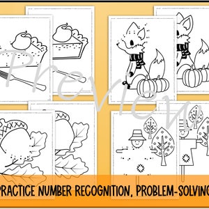 Fall Dot to Dot 1-10 Counting and Coloring Pages for Prek Connect the ...