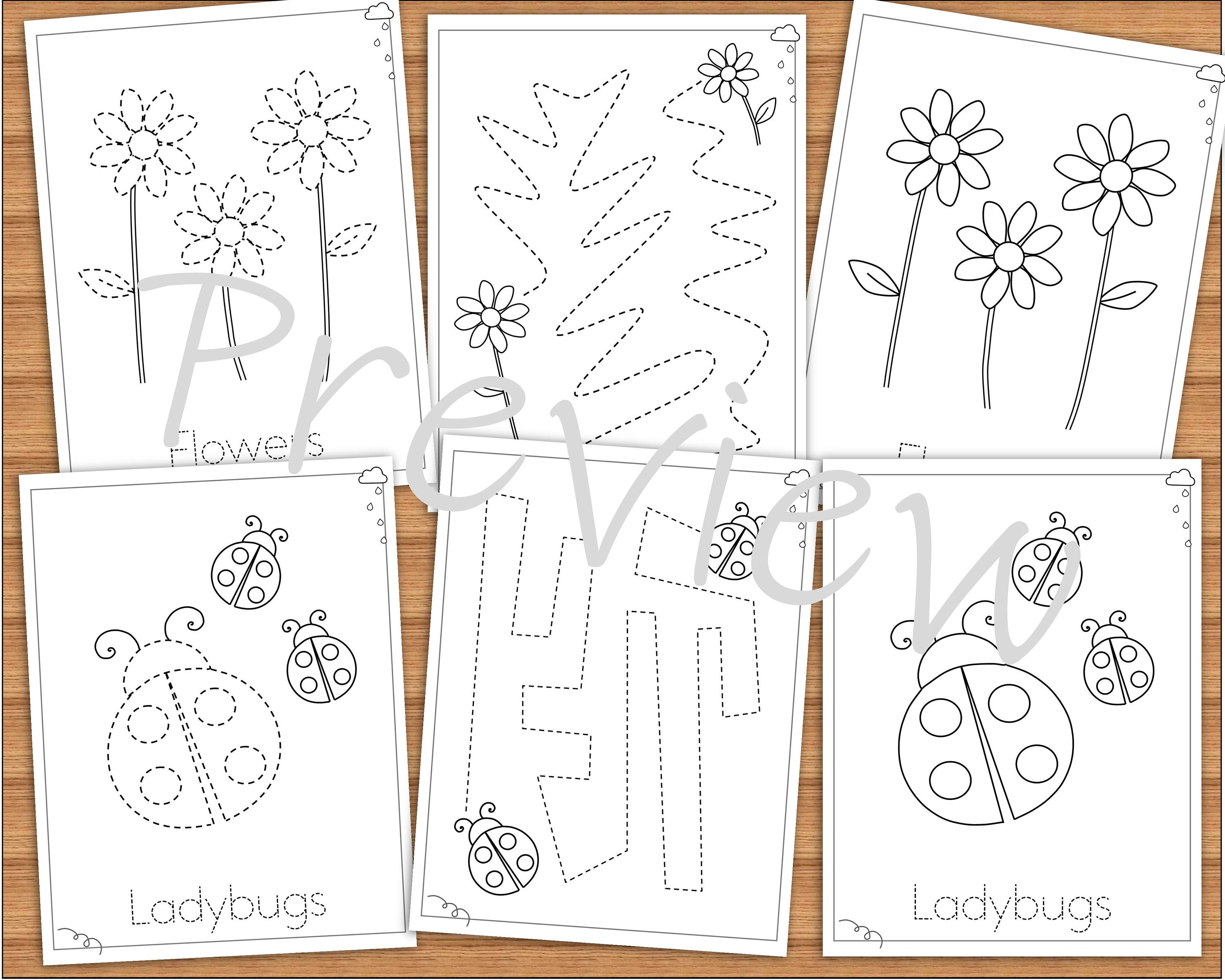 Spring & Summer Preschool Tracing and Coloring, Pen Control, Fine Motor ...