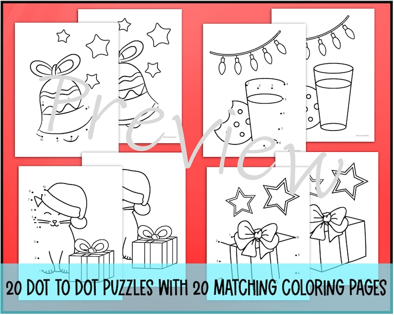 Christmas and Winter Dot to Dot 1-10 Counting and Coloring Pages for ...