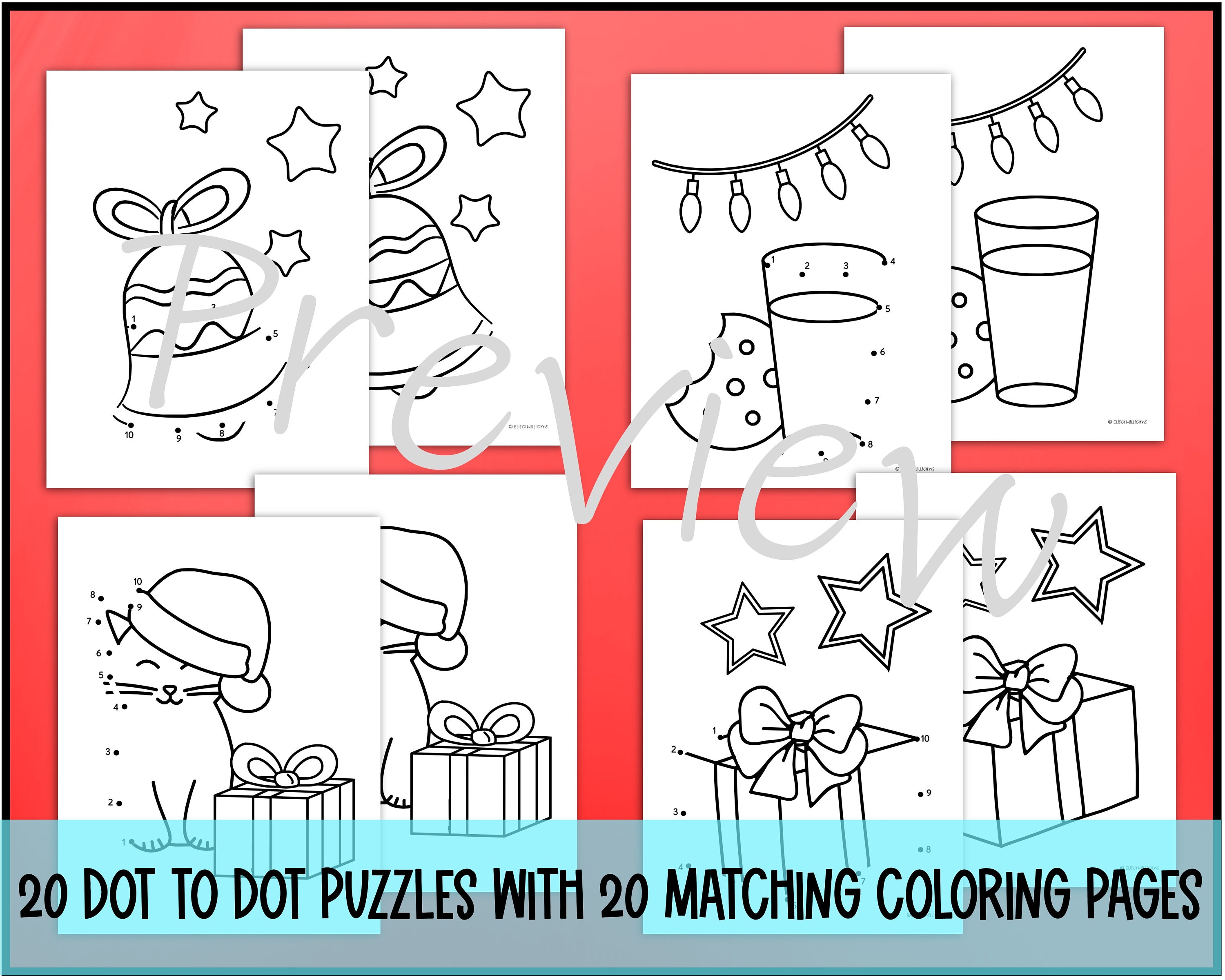 Christmas and Winter Dot to Dot 1-10 Counting and Coloring Pages for ...