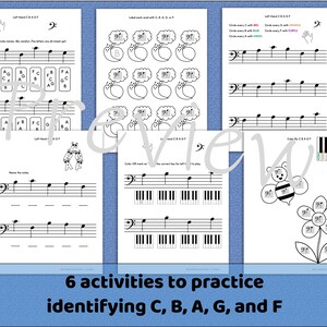 Bass Clef Note Reading for Beginning Piano in Middle C Position Left ...