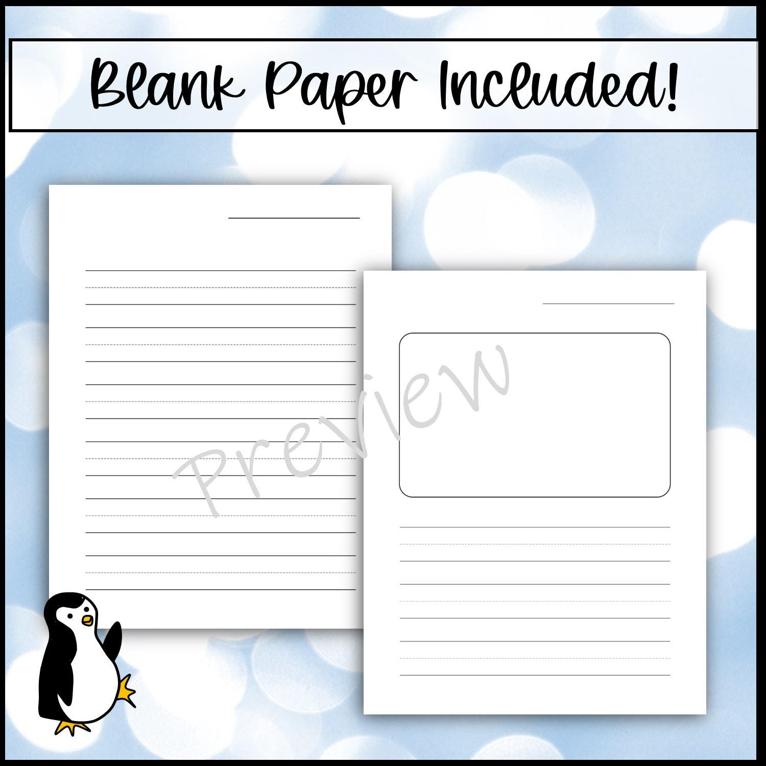 Primary Lined Writing Paper With Picture Box and Without - Winter and ...
